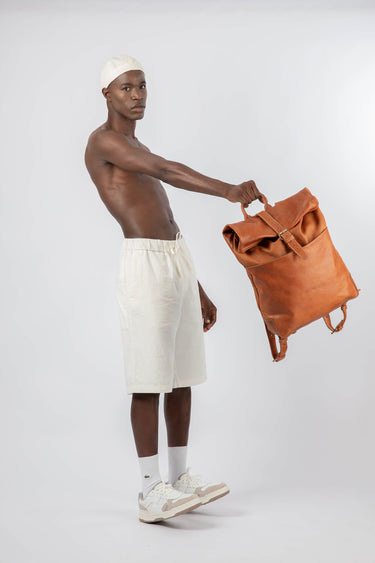 Soft Leather Rolltop Backpack 16" Cognac – Linden Is Enough