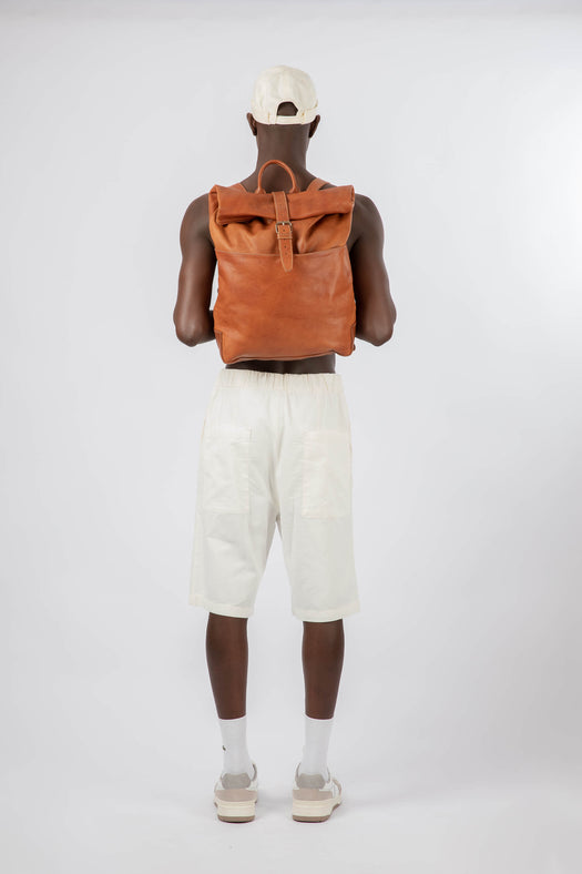Soft Leather Rolltop Backpack 16" Cognac – Linden Is Enough